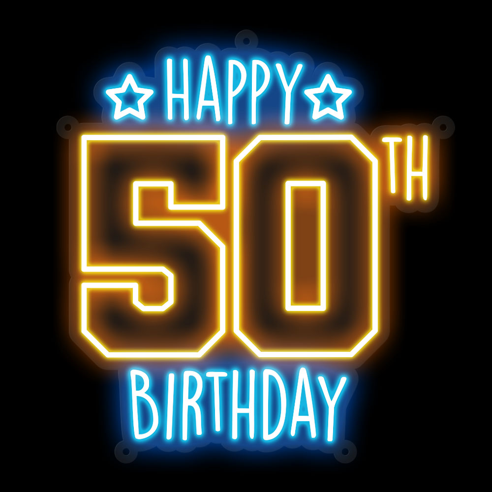 50th Happy Birthday Neon Sign - RushPromo.com