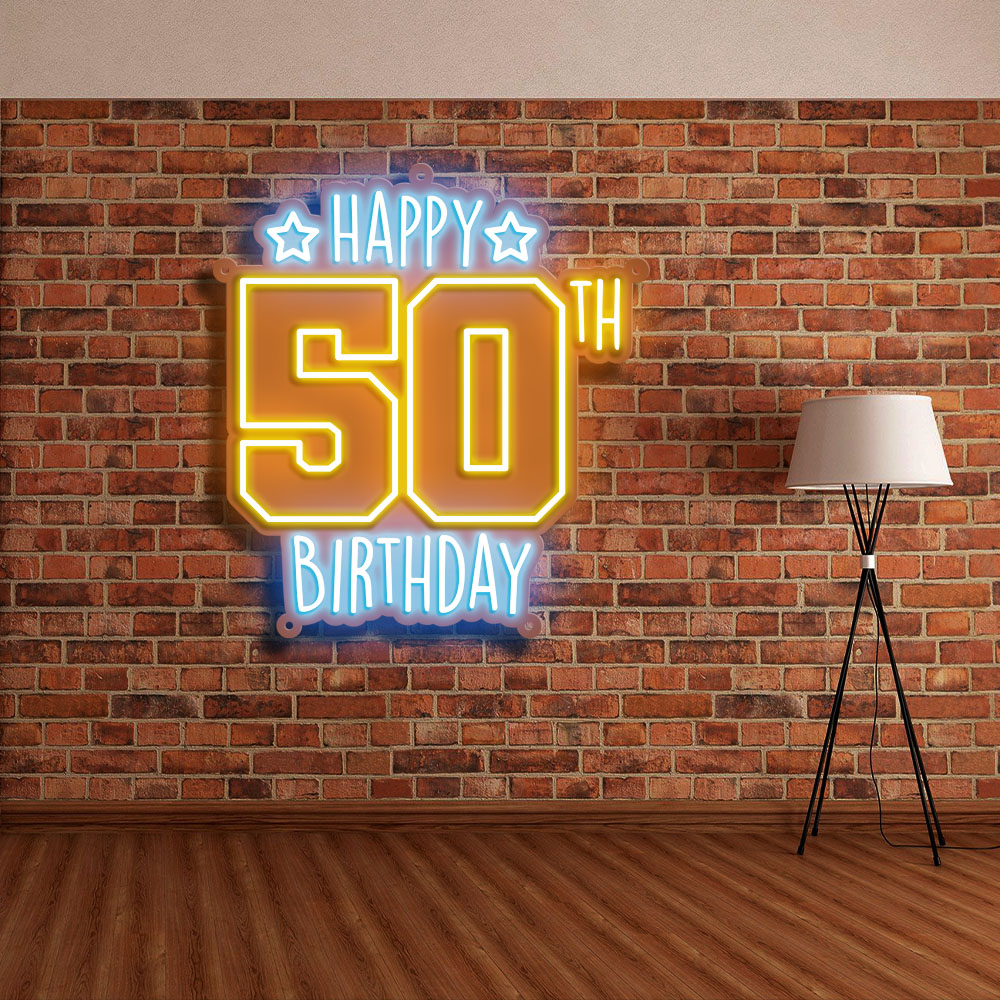 50th Happy Birthday Neon Sign - RushPromo.com